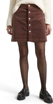 Tom Tailor Damen 1049238 Mini-Rock aus Samt mit Knopfleiste, 38824-Soft Chocolate Brown, XXL