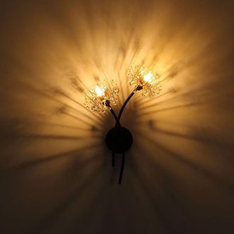 Globo Lighting Wandlampe Flurleuchte Blumen gold Wandleuchte Flurlampe Wohnzimmerleuchte schwarz, 2x G9, BxH 32,5 x 44,5 cm
