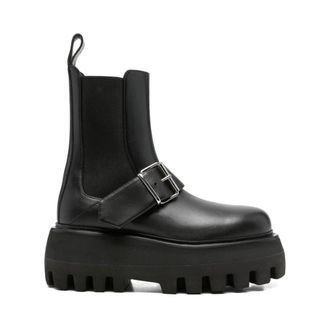 Alexander McQueen Gummi Leder Stiefel - - Shoes - Damen - Schwarzk - 40 EU