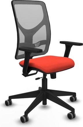 Piqueras y Crespo Stuhl mit Lendenwirbelst&uuml;tze, mit 3D-Armlehnen, ausgestattet mit Syncro/Traslack und Schneideschaum, 65 mm Rollen, Parkett, Grau/Dunkelorange