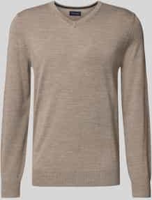 Christian Berg Strickpullover aus Merino-Mix mit V-Ausschnitt