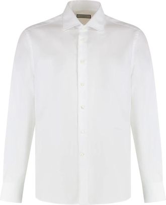 Canali Homme, Chemises, Blanc, Taille: XL Chemise en coton &agrave; ourlet arrondi