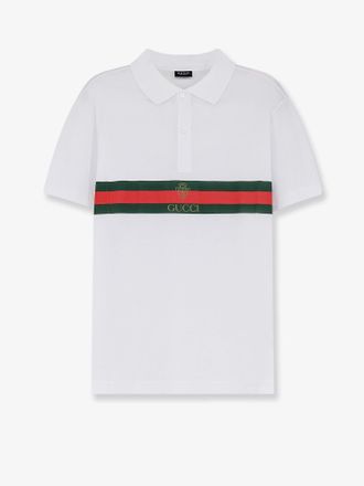 Gucci Cotton polo shirt with Web print on the front - GUCCI - gender_Man