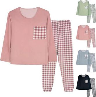 Generic Ensemble de vêtements de détente pour femme UK Petite - Ensemble de pyjama pour femme, pull décontracté à col rond avec poches, pantalon de cheville, 