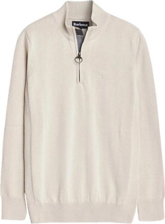 Barbour Baumwoll-Pullover mit halbem Rei&szlig;verschluss - - Knitwear - Herren - Beige - 2XL