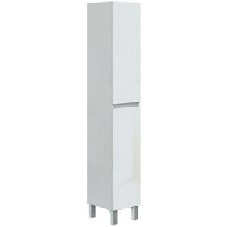Dmora Dmora - S&auml;ulenschrank Noru, Schrank f&uuml;r Badezimmer oder K&uuml;che, Multifunktionaler Hochschrank, Mehrzweckschrank, 30x35 h182 cm, Gl&auml;nzendes Wei&szlig;
