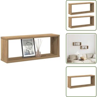 vidaXL W&uuml;rfel-Wandregale 2 Stk. Artisan-Eiche 60x15x23 Holzwerkstoff - Wandregal - Wandregale - W&uuml;rfelaufbewahrung - W&uuml;rfelregal