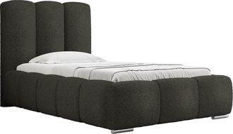 Mirjan24 Polsterbett Widoni Boucle mit Bettkasten, Bettgestell mit Lattenrost, Bett mit Polsterkopfteil und Vertikale Streifen Nähdesign (Abriamo 08, 90 x 200 