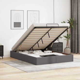 vidaXL Cadre de lit ottoman sans matelas gris 140x200 cm similicuir Vidaxl