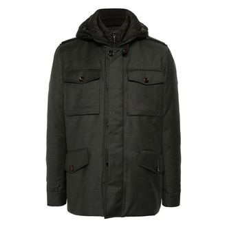 Moorer Woll-Kaschmir-Kapuzenjacke - - Jackets - Herren - Gr&uuml;n - S
