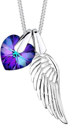Elli Halskette Silber 925 Herz Flügel Anhänger Damen Kette Kristall, Schmuck Geschenke für Frauen Mädchen Mama Freundin, Silberkette Länge 45cm