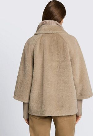 Tom Tailor Fellimitatjacke Regular mit Reverskragen und Stehkragen-Inlay und Knopfleiste