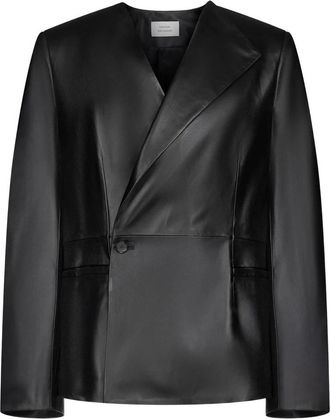 Loulou Studio Femme, Vestes, Noir, Taille: 38 FR Paoli Asymmetric Lapel Leather Jacket