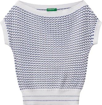 Benetton Maglia SC Barca M/M 1394e10dw Sweater, Blanc, X-Large Femmes