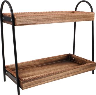 Amosfun Stöckiges Holzregal Küchen Badezimmerablage Organizer Vielseitiger Holz-Vanity Tray für Kosmetik Hautpflege Gewürze Platzsparendes Ablagesystem für Ar