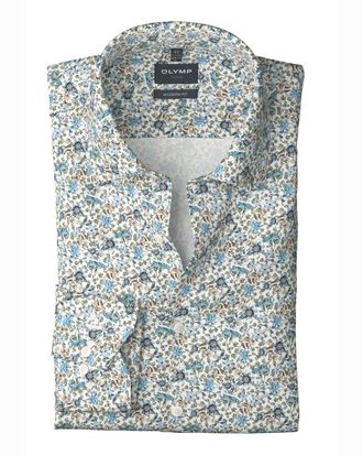 Olymp Luxor, Modern Fit, Hemd mit verk&uuml;rztem Arm und floralem Print in