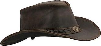 Walker and Hawkes Chapeau Antique - Cuir de Vachette - Outback - Marron foncé - 2XL (61cm)