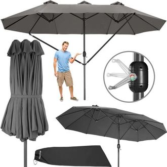TecTake Tectake - Parasol 460 x 270 cm Mécanisme facile à manipuler Avec 3 brise-vent