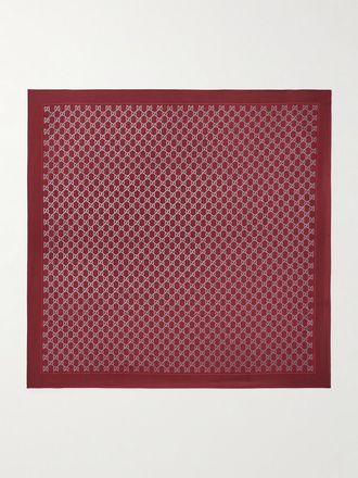 Gucci Tuch Aus Bedrucktem Seiden-twill Mit Metallic-details - Rot