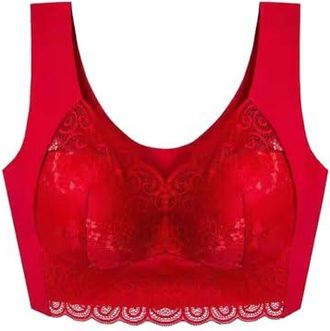 Generic D&eacute;bardeur pour homme, gilet en dentelle, sous-v&ecirc;tements, c&ocirc;t&eacute; fin, collection de seins lat&eacute;raux, soutien-gorge fronc&eacute; r&eacute;glable, rouge, 3XL