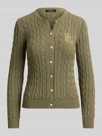 Lauren Ralph Lauren Regular Fit Strickjacke aus reiner Baumwolle mit Logo-Stitching