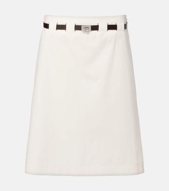 Ferragamo Mini-jupe en coton et soie &agrave; ceinture