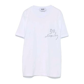 Msgm T-Shirt mit Rundhalsausschnitt und Verzierung - - Tops - Damen - Wei&szlig; - M