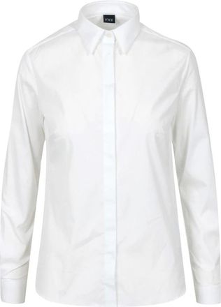 Fay Femme, Blouses et Chemises, Blanc, Taille: 42 FR Chemise Slim en Popeline Stretch