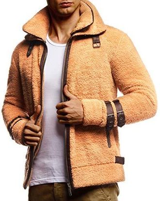 LEIF NELSON LN20125 Veste de surv&ecirc;tement, en polaire, pour homme, noire, pour loisir, motard, col montant, Camel, L