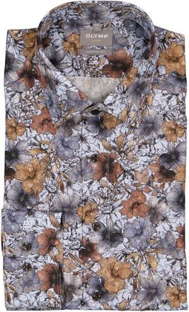 Olymp Herren Hemd blau gemustert Comfort Fit