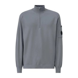 C.P. Company Cotton Crepe Half Zip - - Sweatshirts & Hoodies - Herren - Blau - S