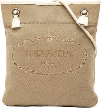 Prada Hobo Bags - Canvas Canapa Logo Crossbody - Gr. unisize - in Braun - f&uuml;r Damen
