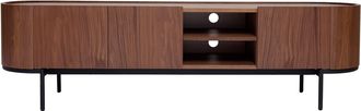 Miliboo TV-Schrank Design dunkles Holz Walnuss und Metall schwarz mit Stauraum L180 cm Skye