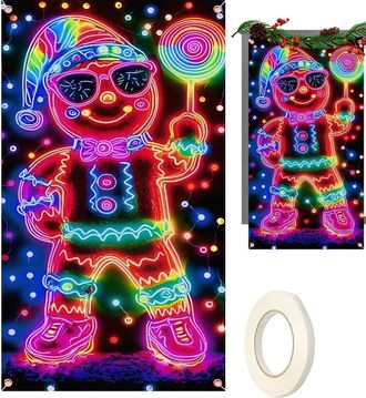 Generic Verbessertes Nachtleuchten: Das Weihnachts-T&uuml;rbanner Verf&uuml;gt &Uuml;ber EIN UV-Fluoreszierendes Leuchten, Das Einen Sanften Lichteffekt Erzeugt, Die Festlic