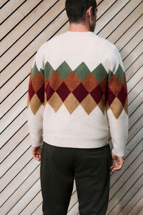 Next Strickjacke Relaxed Fit Argyle-Strickjacke mit Wollanteil (1-tlg)