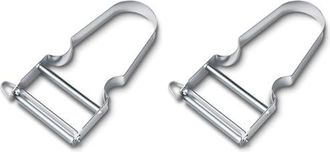 Victorinox by Swiss Army Sparsch&auml;ler STAR, Kartoffelsch&auml;ler, Zweischneidig mit Pendelklinge, Extra Scharf, Metallgriff, Swiss Made (Packung mit 2)