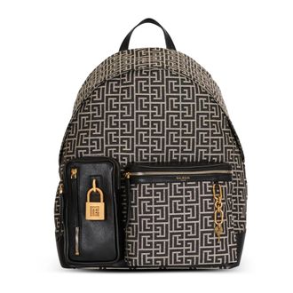 Balmain Pulse Monogramm Jacquard Rucksack - - Bags - Herren - Schwarzk - ONE SIZE