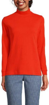 Lands End Baumwoll-Stehkragenshirt, Damen, Gr&ouml;&szlig;e:48-50 regular, Orange, Baumwolle, by Lands End