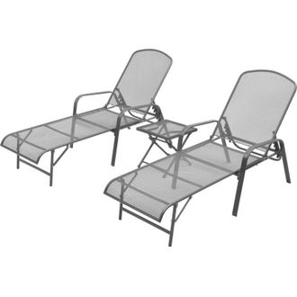 vidaXL Vidaxl - Chaises longues lot de 2 avec table Acier Anthracite