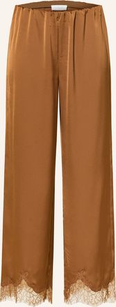 Rich & Royal Satinhose Mit Spitze braun