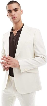 Asos Veste de costume ajustée en lin mélangé - Crème-Blanc