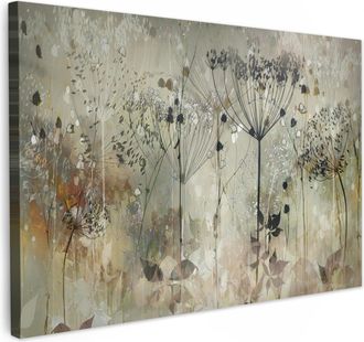 MuchoWow © Leinwände Groß 120x80 cm XXL Wall Decoration Bilder Schlafzimmer Deko Pictures Canvas Painting Wanddekoration Wohnzimmer Blumen - Grau - Natur - Kun