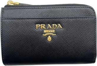 Prada Pre-owned &Eacute;tui &agrave; monnaie Saffiano - Femme - Pre-owned - Noir - Taille: ONE Size