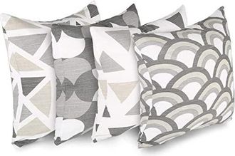 Penguin Home 4Er - Pack Dekorative Quadratische Kissen Aus Baumwolle, Luxuriöse, Stilvolle Für Wohnzimmer, Sofa, Schlafzimmer, Mit Unsichtbarem Reißverschluss, 45X