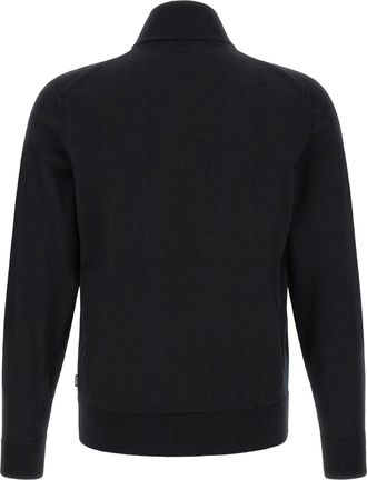 HUGO BOSS Virgin Wool Half-Zip Sweater - Black