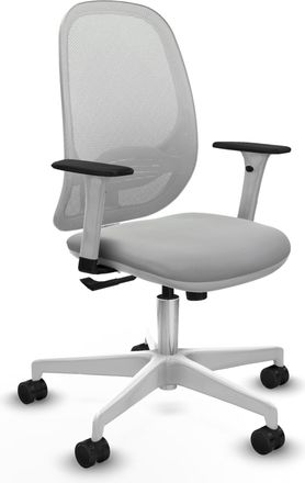 Piqueras y Crespo Hoher Schreibtischstuhl mit 1D-Armlehnen, h&ouml;henverstellbare Lendenwirbelst&uuml;tze, ausgestattet mit 3 Positionen und Schneidschaum, Wei&szlig;/Hellgrau