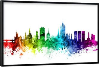 artboxONE Poster mit schwarzem Rahmen 75x50 cm St&auml;dte Aberdeen Scotland Skyline 2 - Bild City