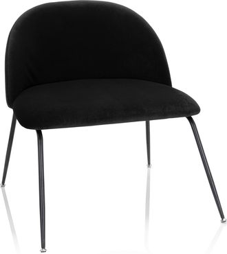 hjh OFFICE 645053 Samt Stuhl VELVO Schwarz Polsterstuhl Besucherstuhl Sessel mit Metallbeine, bequem gepolstert, modern