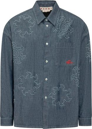 Marni Homme, Chemises, Bleu, Taille: M Camicia Chambray Shirt