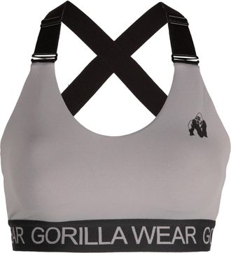 Gorilla Wear Colby Sports Bra - Grau - Sport-BH Bodybuilding Fitness Tight Fit Oberteil Unterwäsche Starker Halt Yoga Alltag Bustier, S